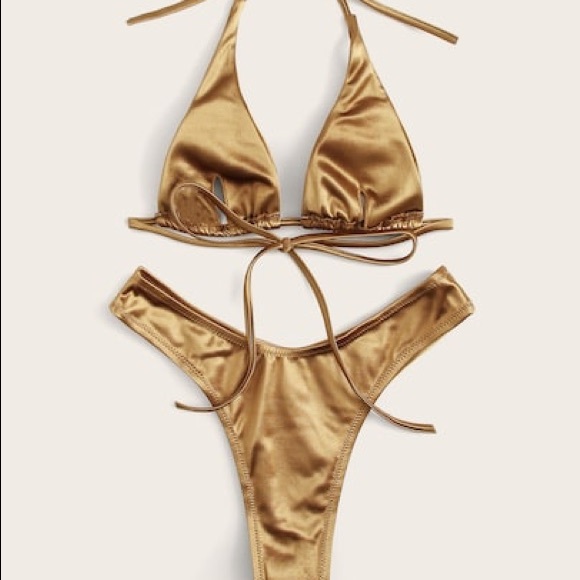 Swim | Metallic Bronze High Cut Bikini Nwt | Poshmark